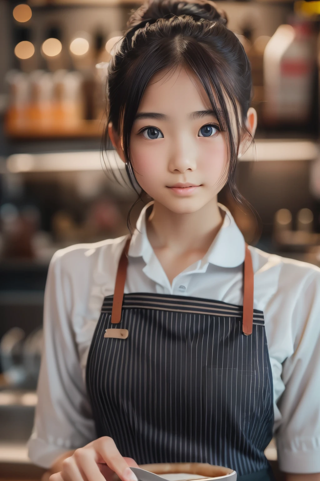 A close up of a woman holding a cup of coffee - SeaArt AI