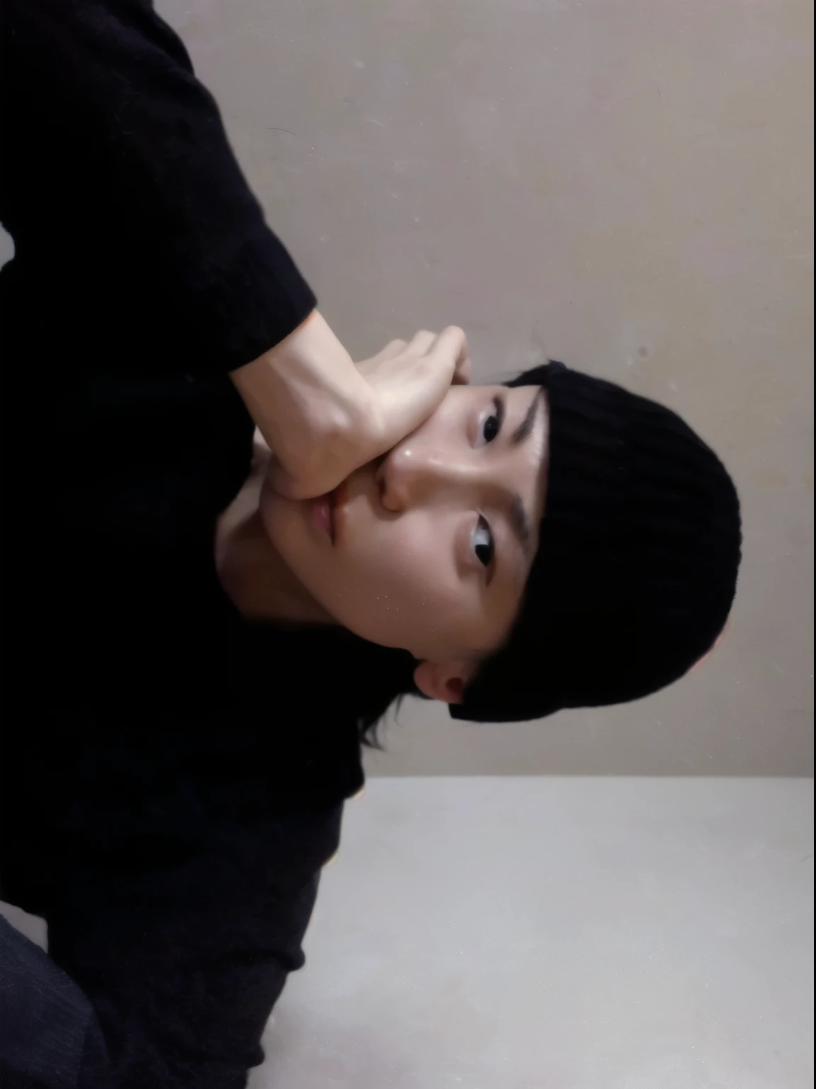 There is a man that is kneeling down with his hands on his face - SeaArt AI