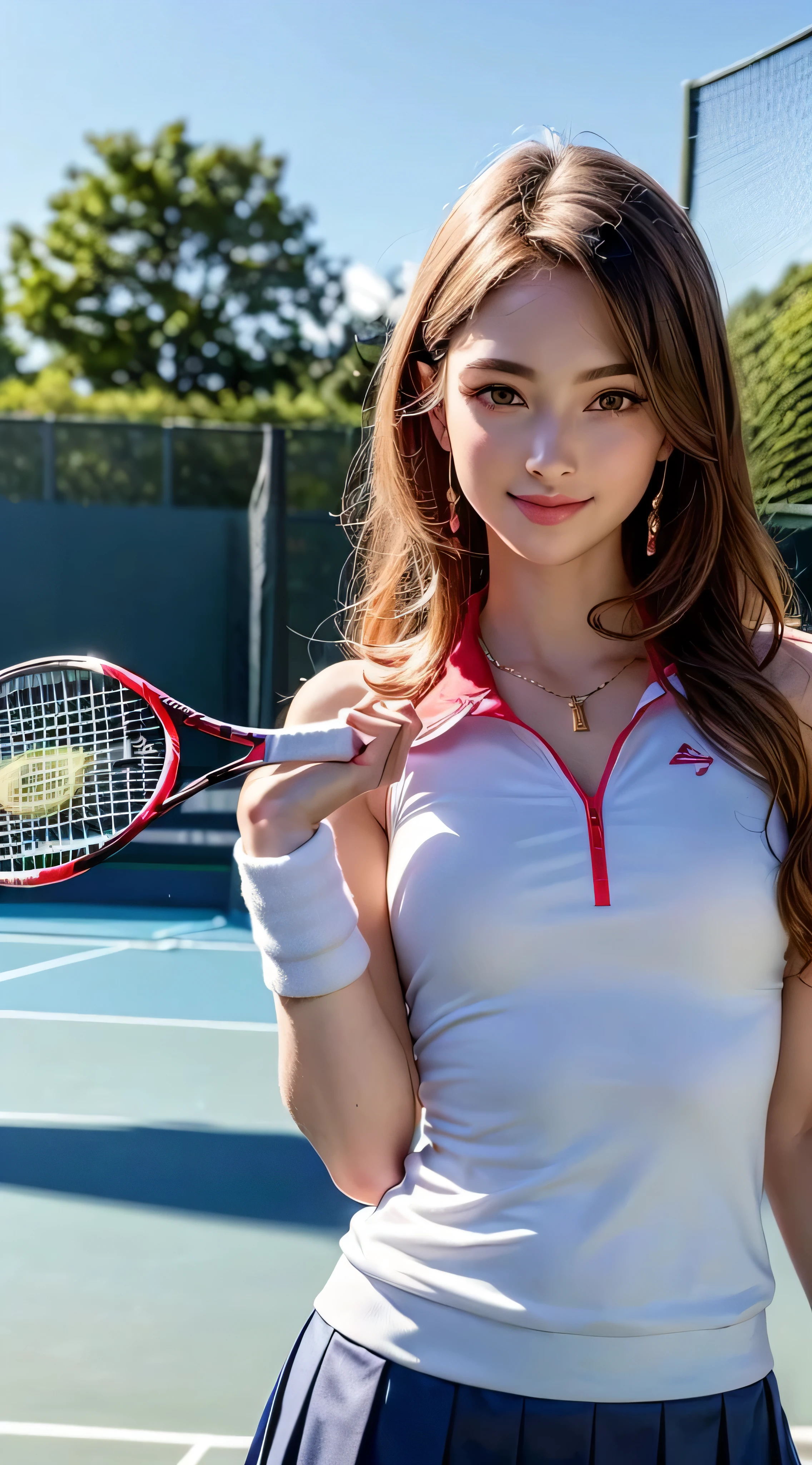 Arafed woman in a tennis outfit holding a tennis racket - SeaArt AI