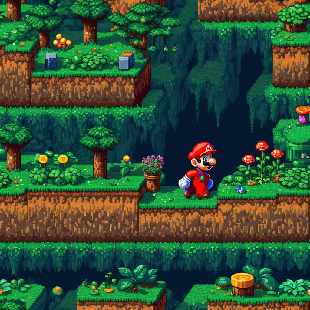 Old retro games, 8-bit pixelated Japanese video game, super Mario bros ...