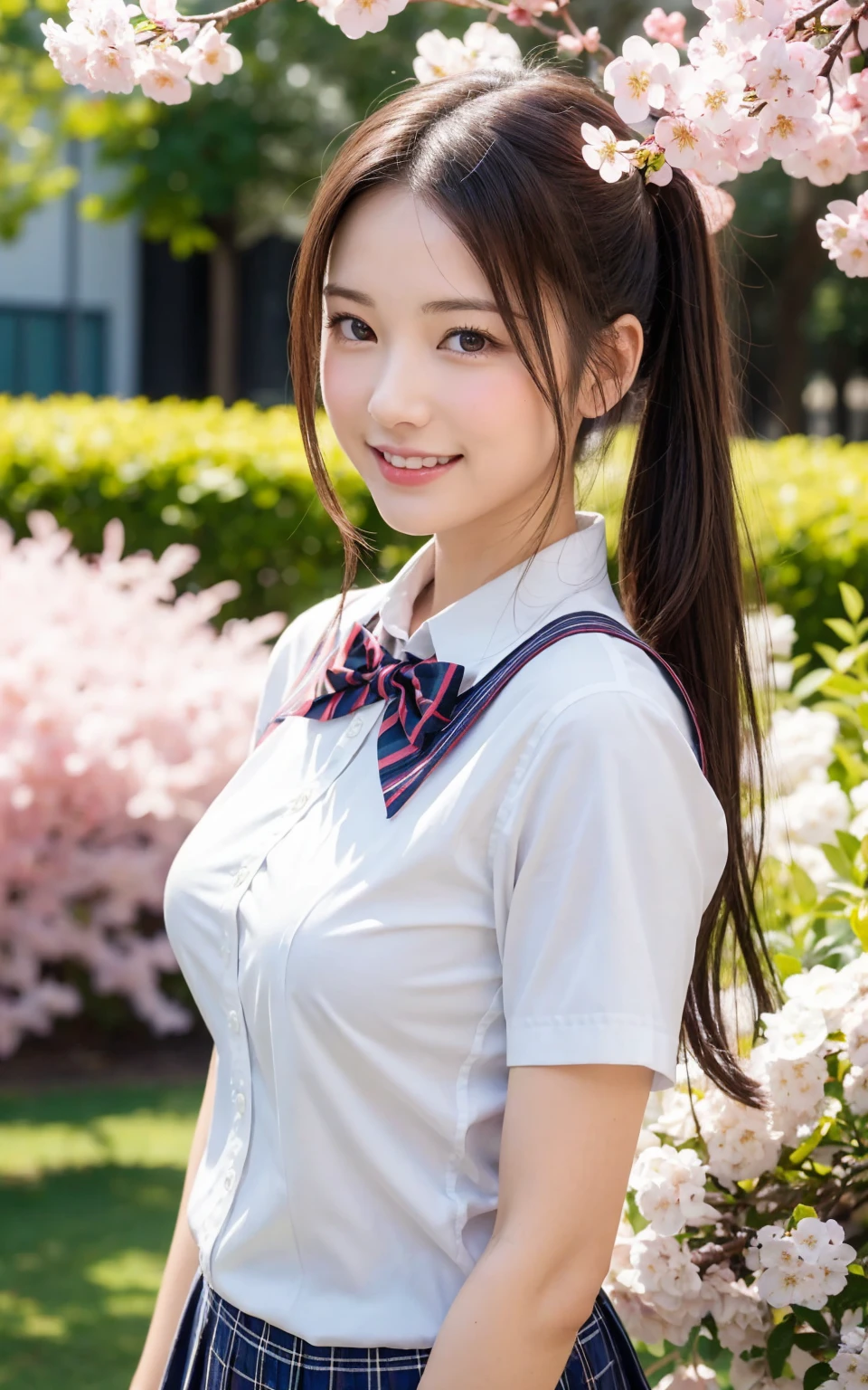 (1 girl), twin tails, かわいいsmile, brown eyes, (very detailed美しい顔 - SeaArt AI