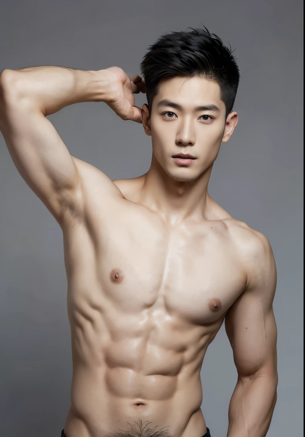 A close up of a man with a shirt on posing for a picture - SeaArt AI