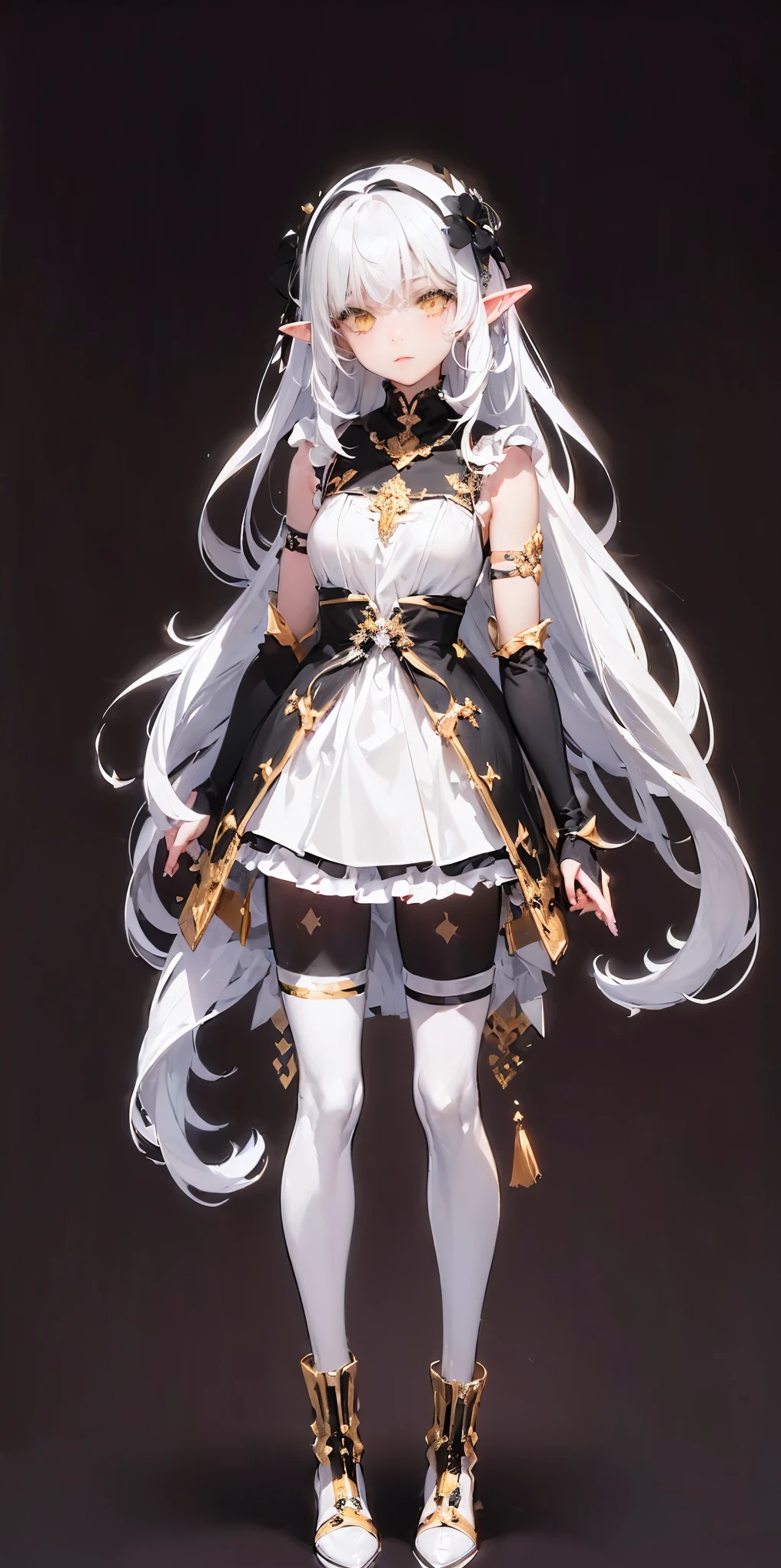 A woman in a white dress and black and gold outfit - SeaArt AI