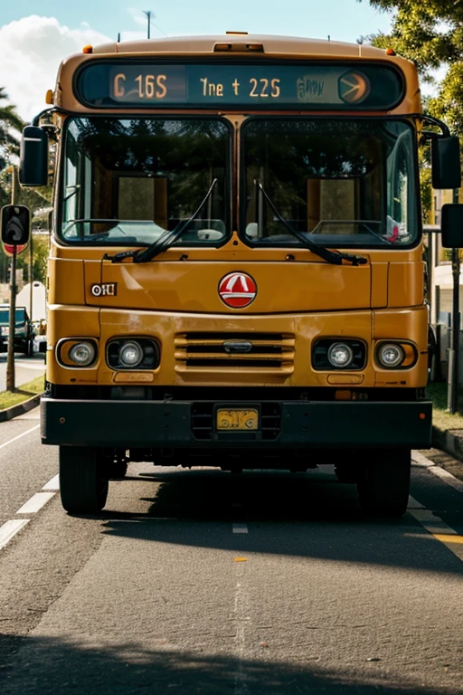A bus, büyük, öne çıkan, bir seyahatte, 8k, realistic, photography