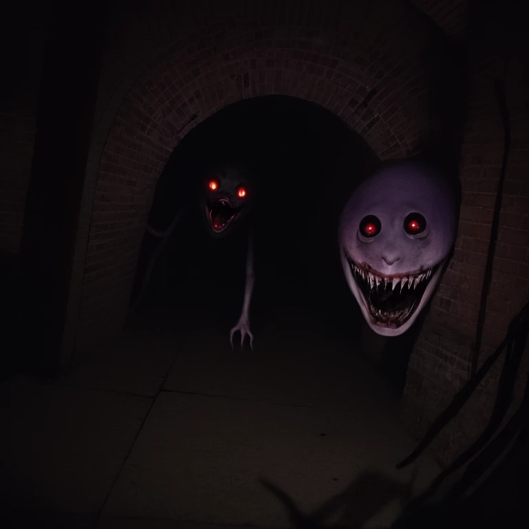 Trevor henderson, creature, large maw, darkness, deep shadows - SeaArt AI