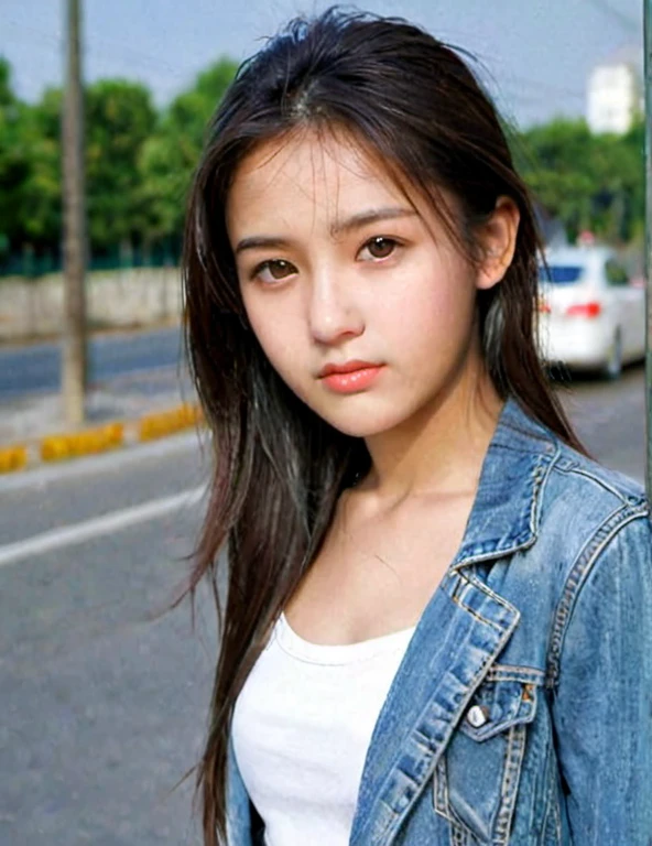 18 years old girl, (extreme detailed face, detailed skin), upper body ...