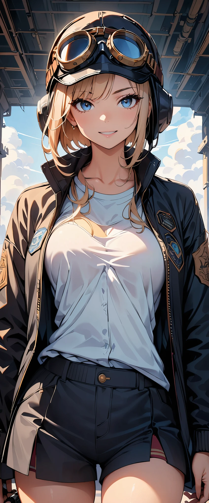 Anime girl with aviator glasses and a white shirt - SeaArt AI