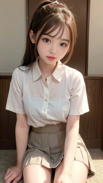 Ponytail、Very beautiful 14 year old cute girl、Bright and beautiful skin ...