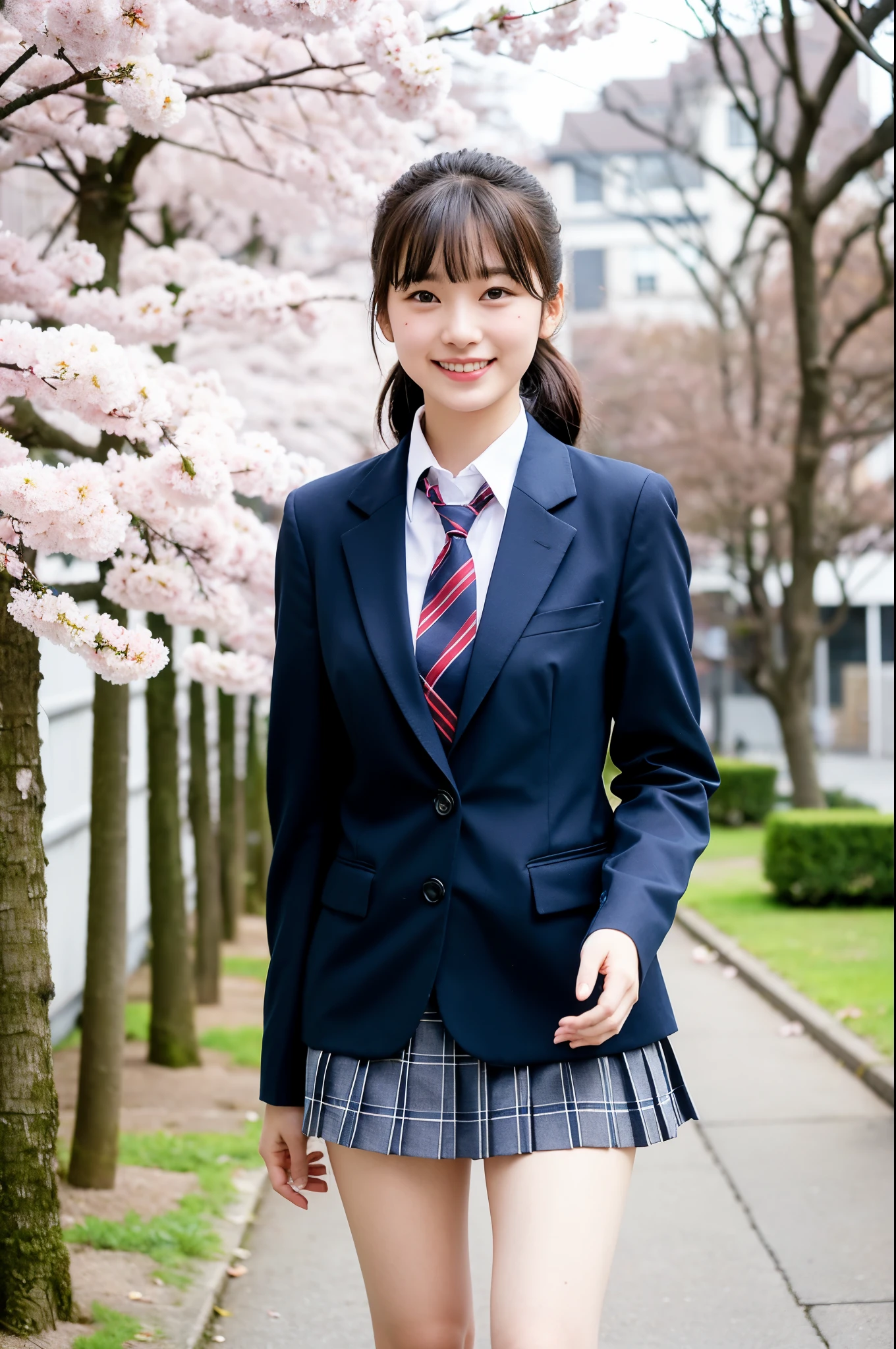 Arafed asian woman in a school uniform posing for a picture - SeaArt AI