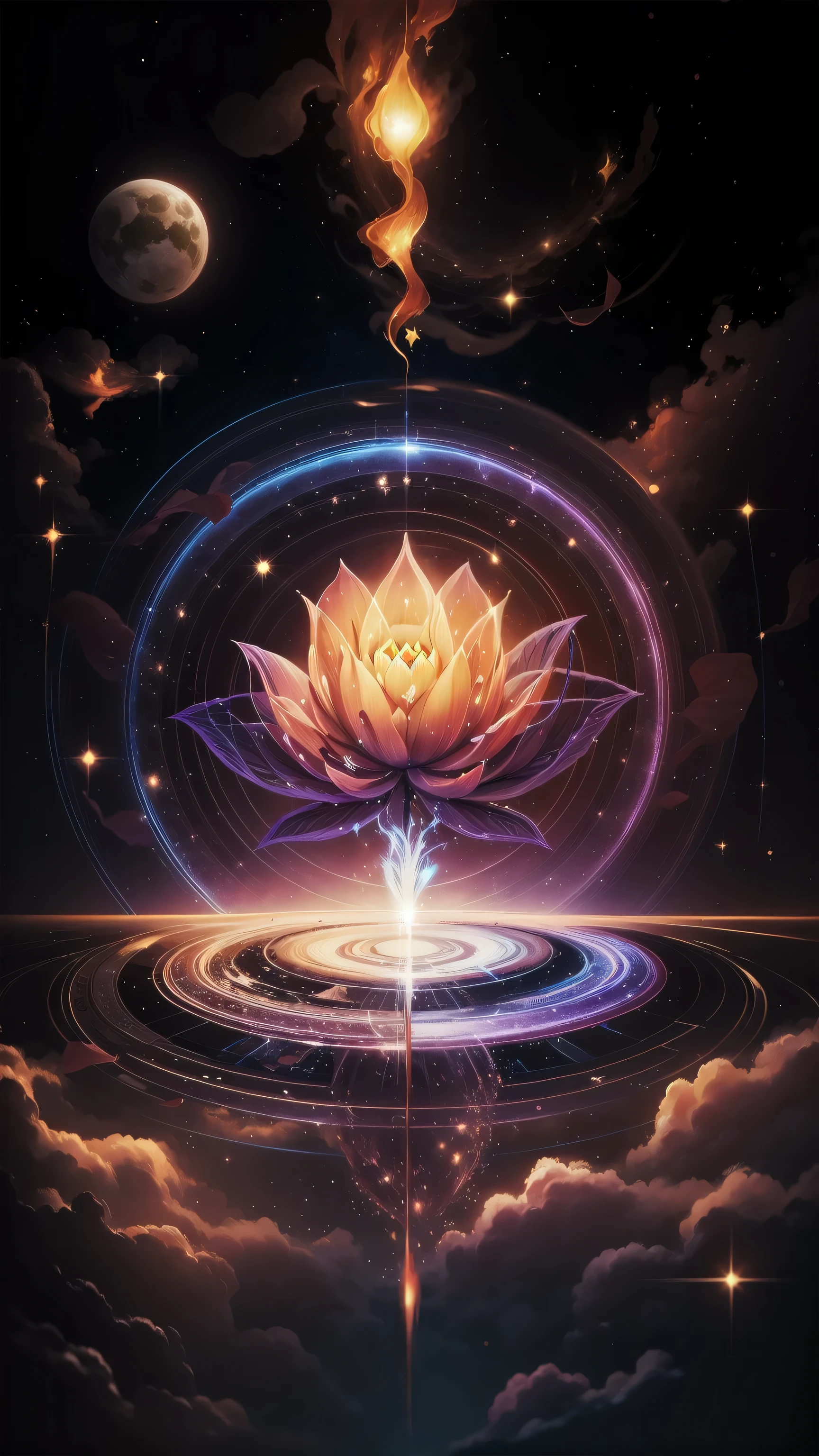 A lotus flower floating in the middle of a body of water - SeaArt AI