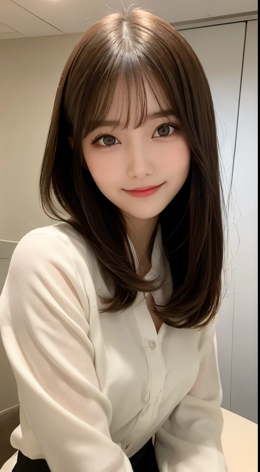 A close up of a woman with long hair wearing a white shirt - SeaArt AI