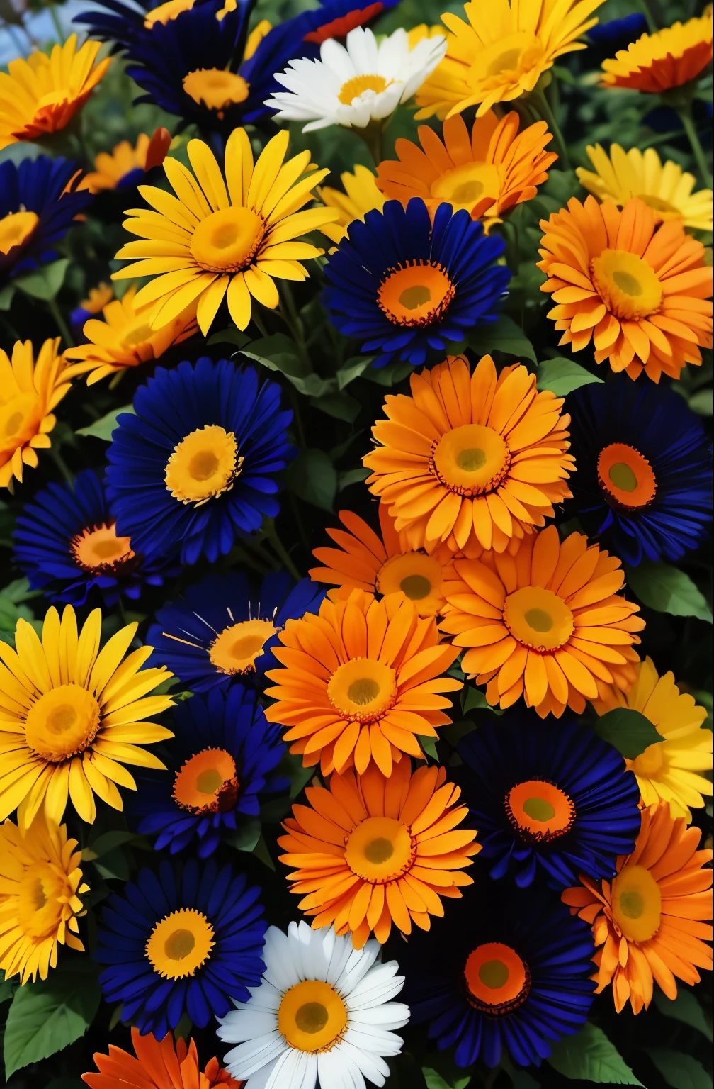 There are many different colored flowers in a field together - SeaArt AI