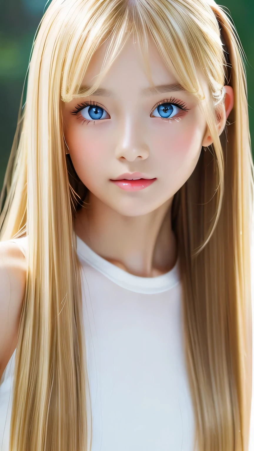A close up of a young girl with long blonde hair - SeaArt AI