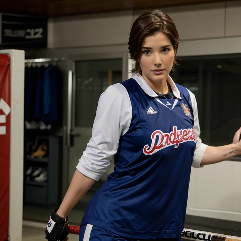 Cobie Smulders dressed as a hockey player - SeaArt AI