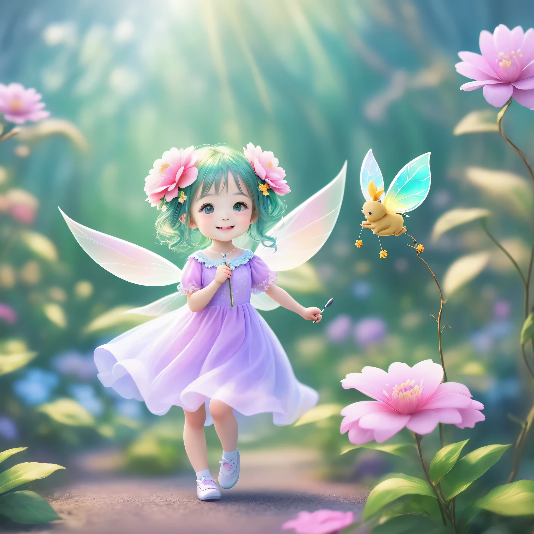 A close up of a little girl in a dress and a flower crown - SeaArt AI