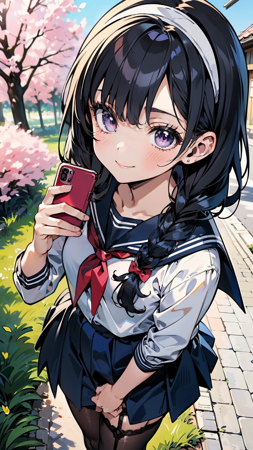 Anime girl with a cell phone in her hand - SeaArt AI