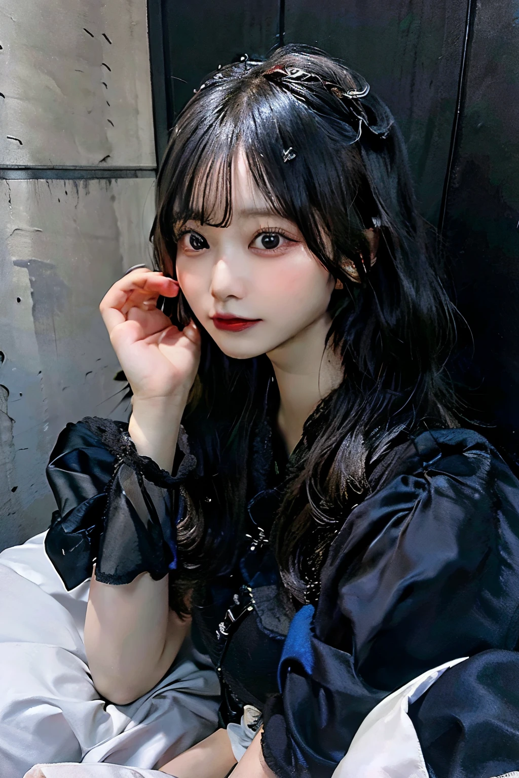 Araffe asian woman with black hair and a black dress - SeaArt AI