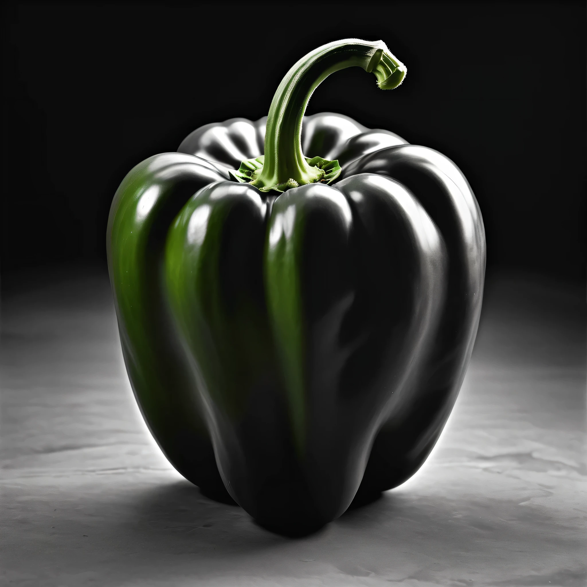 A close up of a green pepper on a black background - SeaArt AI