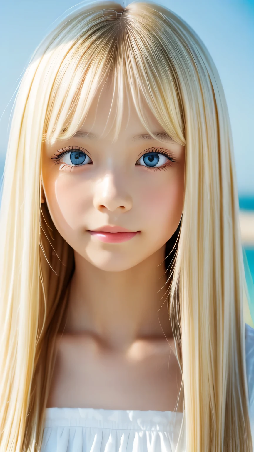 A young girl with long blonde hair and blue eyes - SeaArt AI