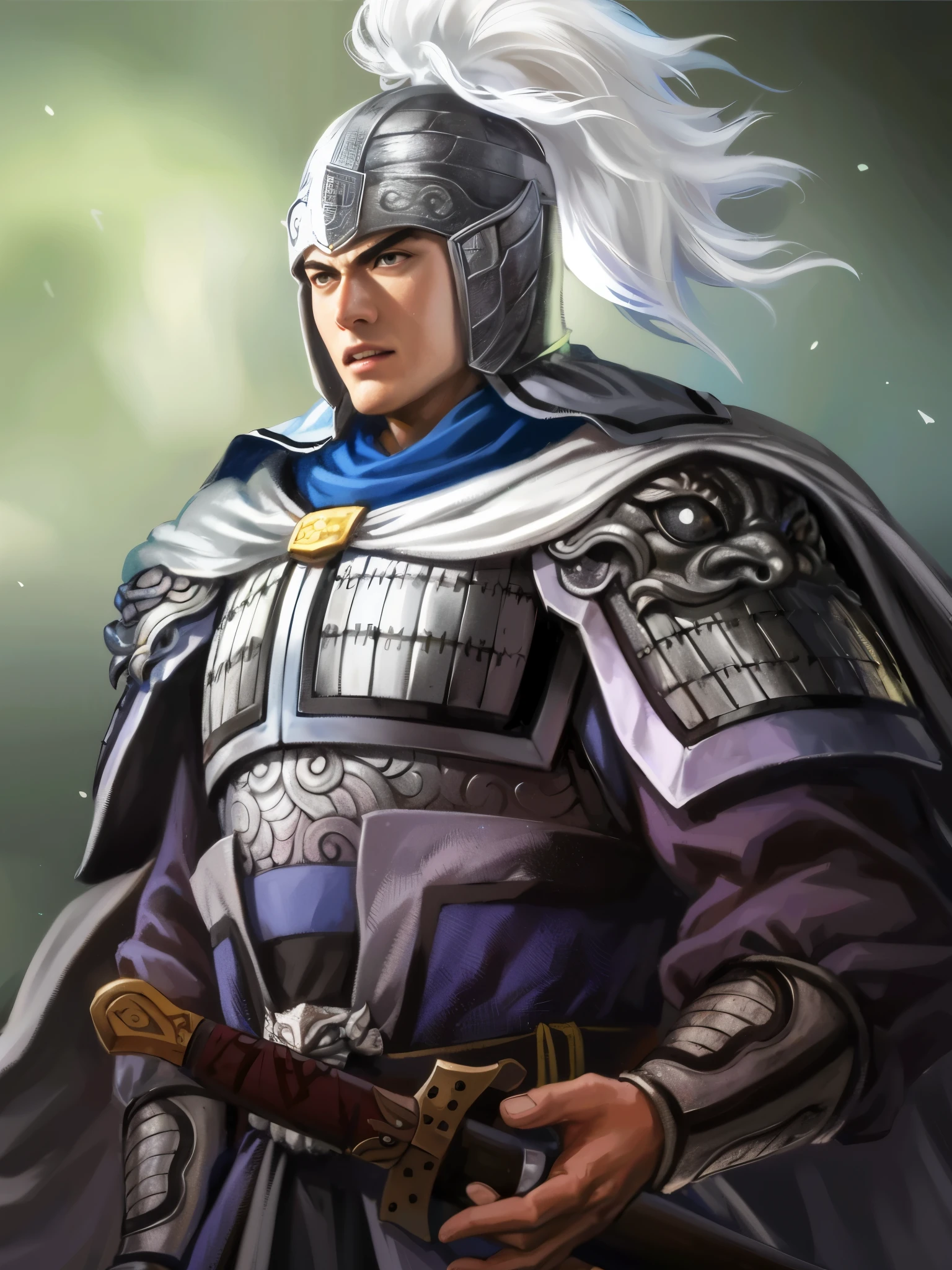 A drawing of a man in armor with a sword - SeaArt AI