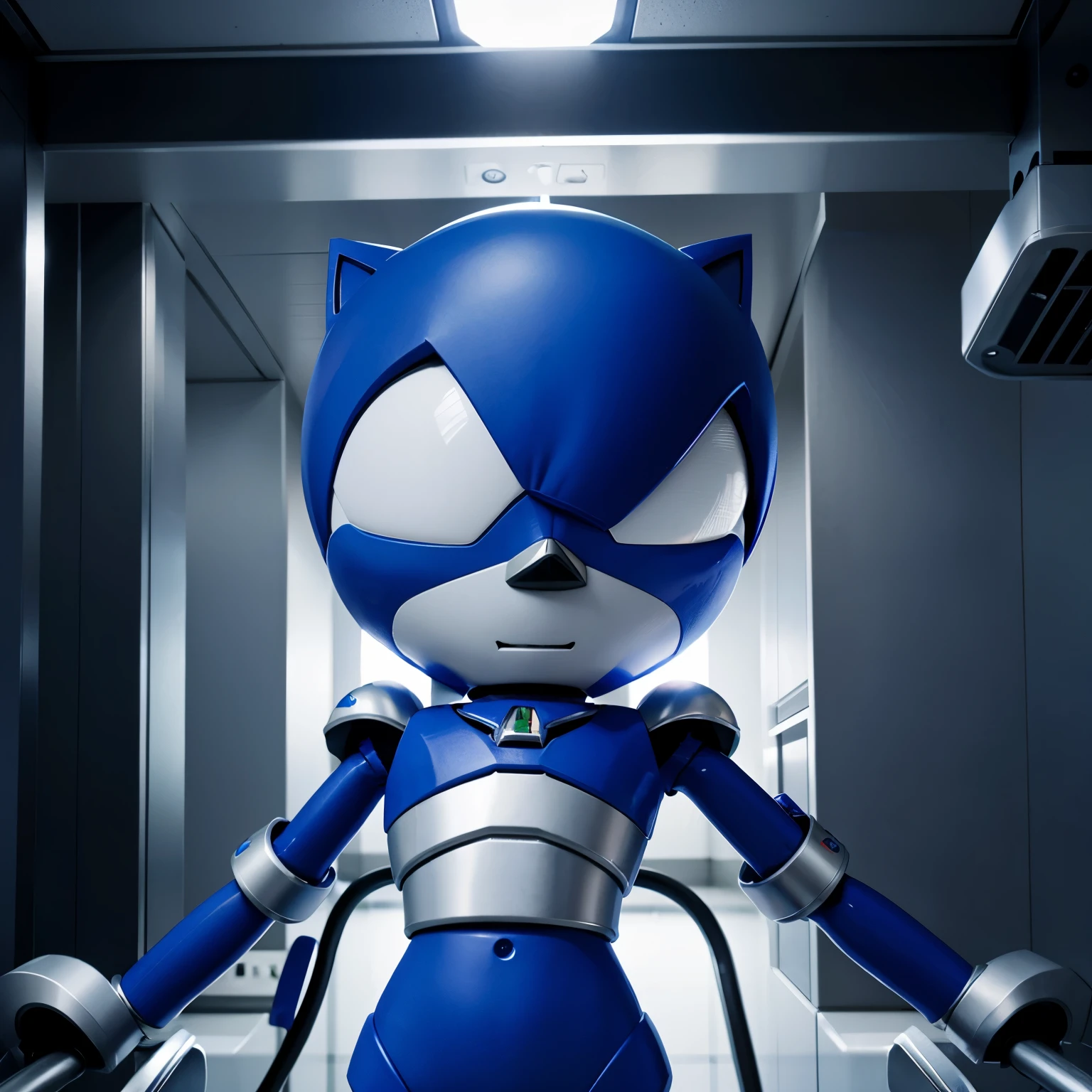 Sonic the hedge character in a hallway with a light on - SeaArt AI