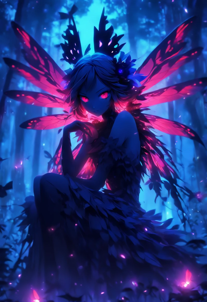 Anime style, female fairy, twisted version, gothic attire, darkened ...