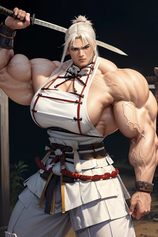 Massive tall, beautiful, buff, brown skinned muscular samurai woman ...