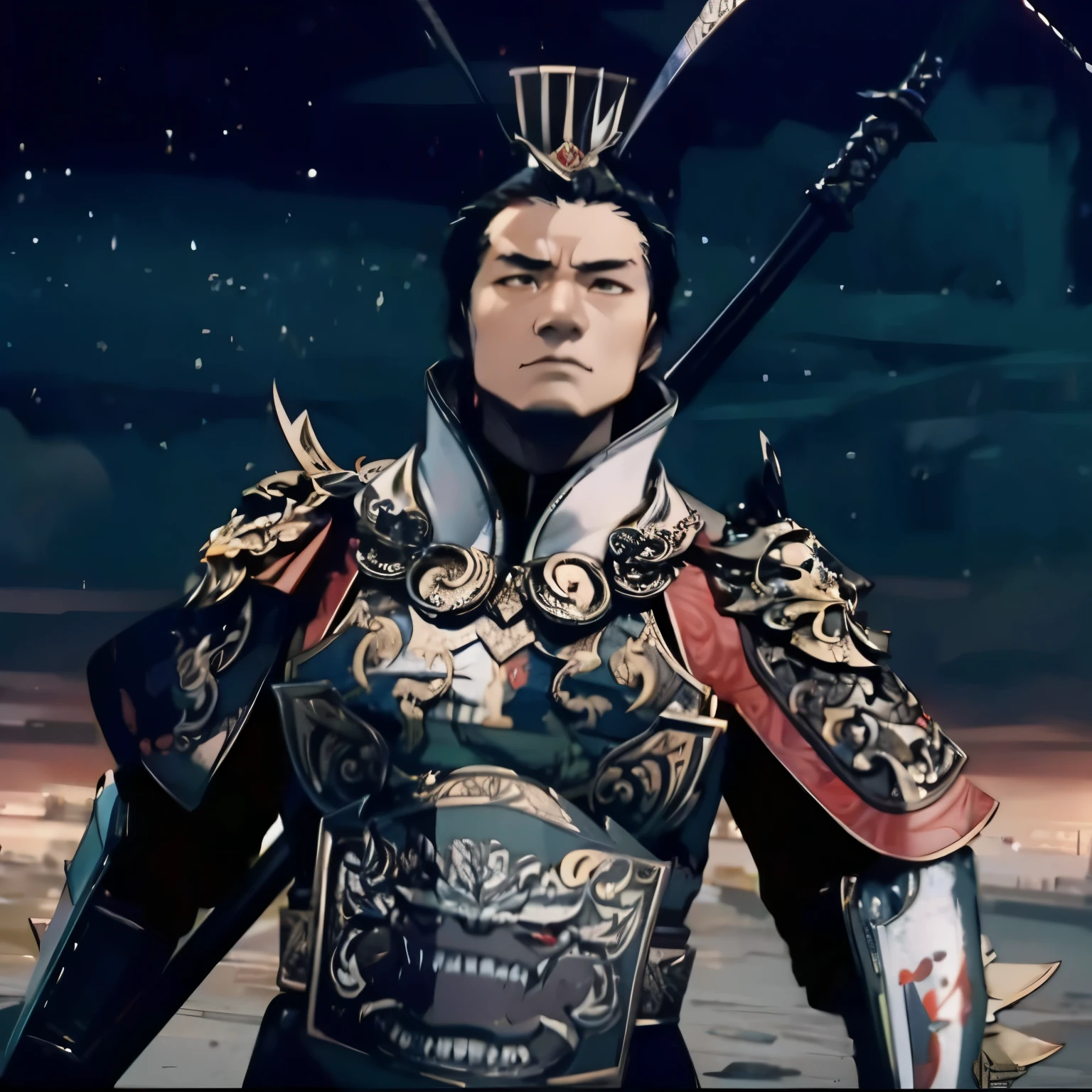 A close up of a person in a costume holding a sword - SeaArt AI