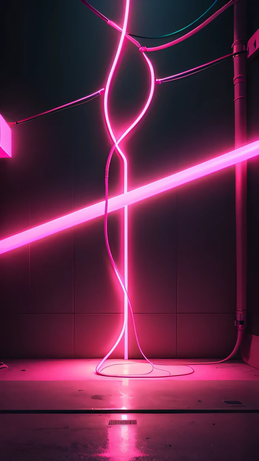 Neon lights are glowing in a dark room with a pink light - SeaArt AI
