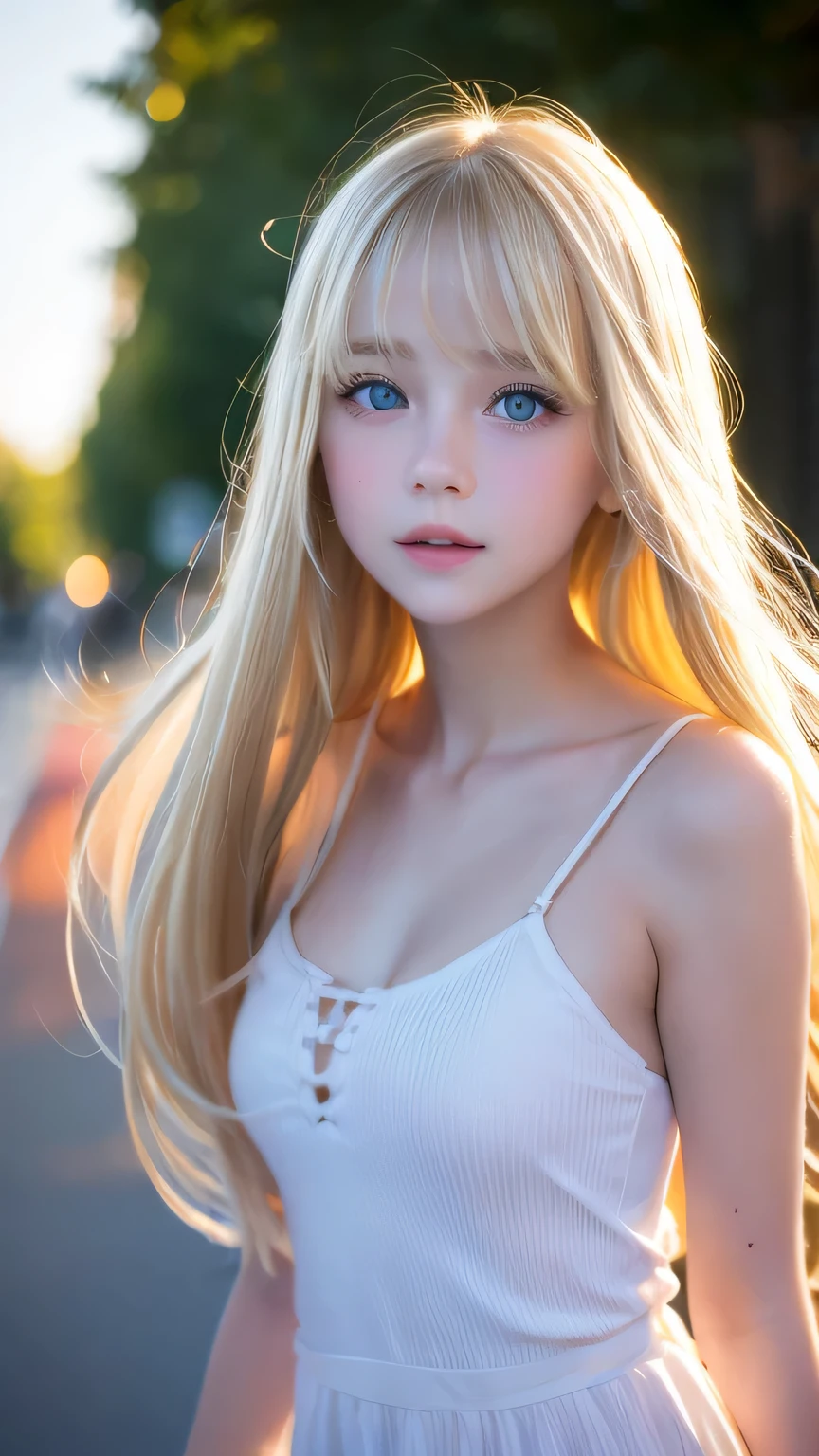 A Close Up Of A Woman With Long Blonde Hair And Blue Eyes Seaart Ai