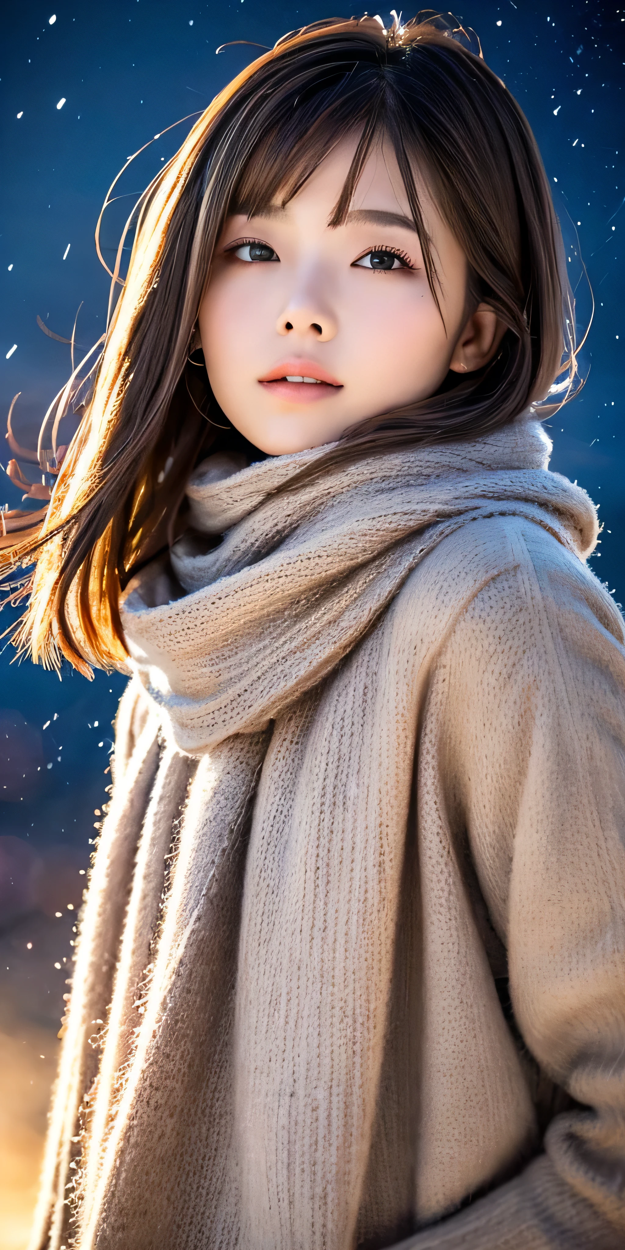 A close up of a woman wearing a scarf and a scarf - SeaArt AI