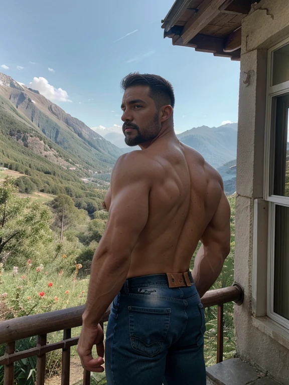 Man in lumberjack suit, muscular, bigote, enfoque masculino, muscular body - SeaArt AI