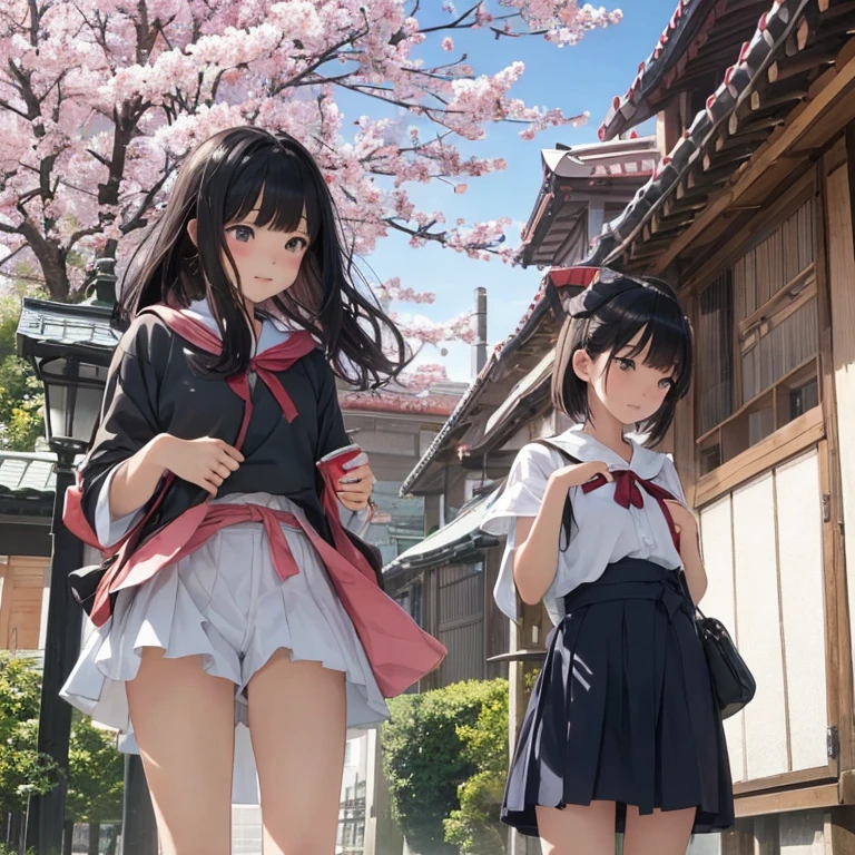 A bold wind panchira、Japan girls、student、White underwear、Beautiful shorts - SeaArt AI