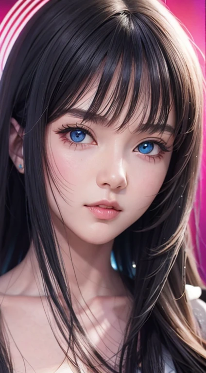 Anime girl with long black hair and blue eyes，Smooth anime CG art ...