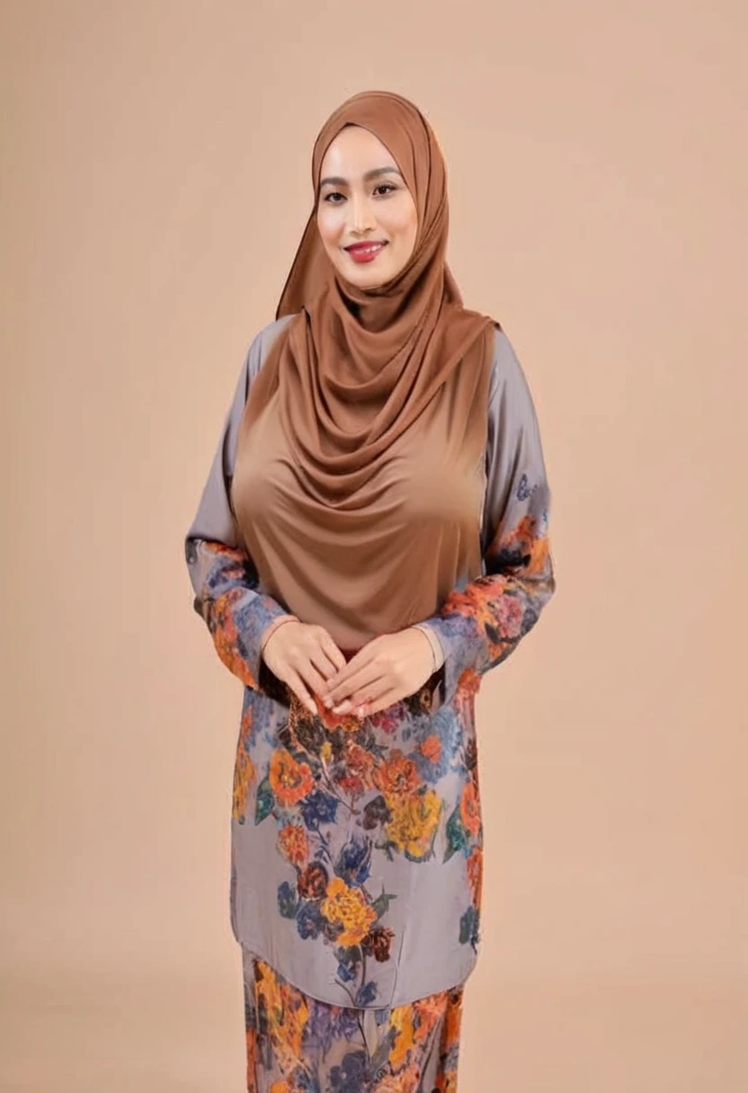 A close up of a woman in a hijab standing in a studio, inspired by ...