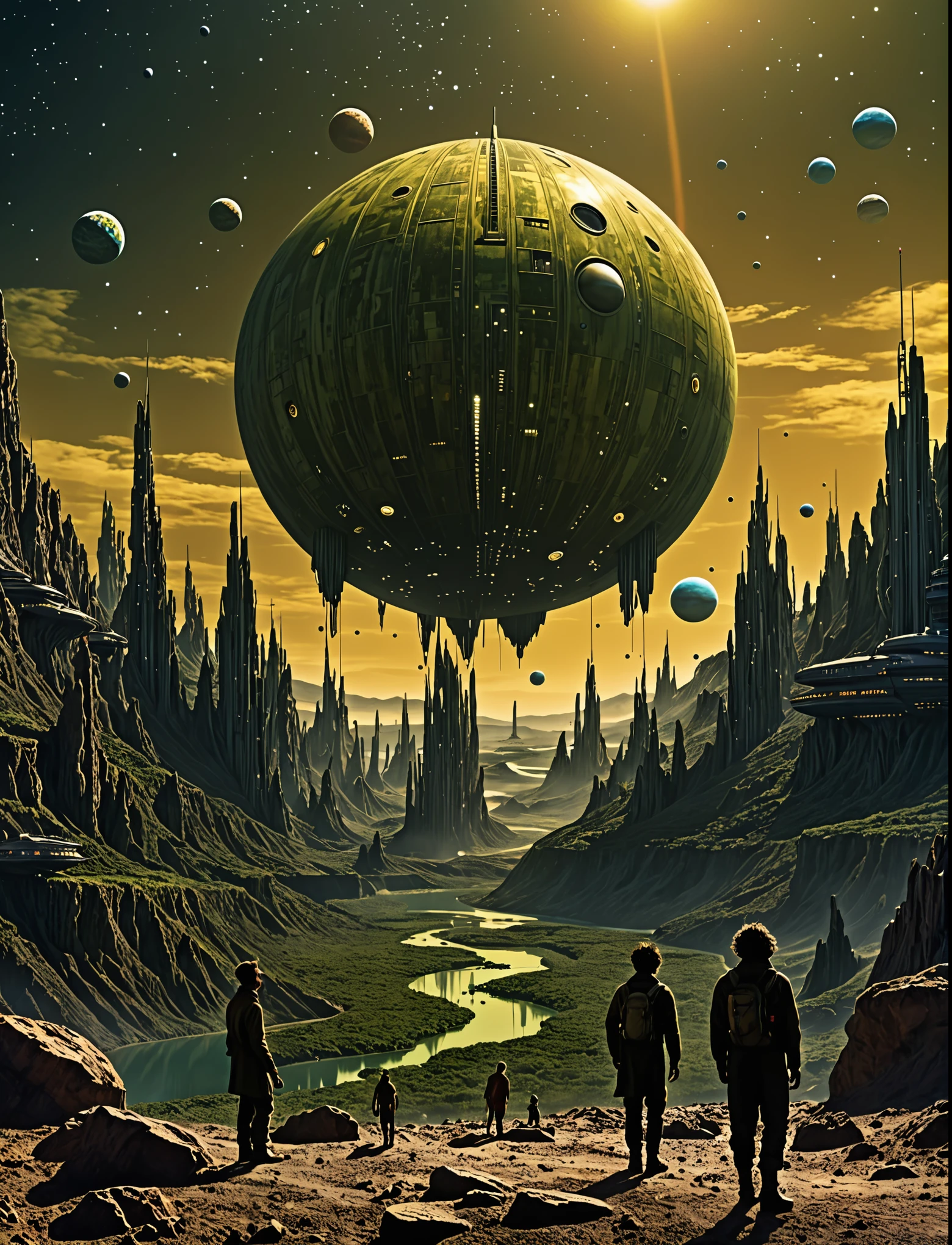 Arafed image of a group of people standing on a rocky hill - SeaArt AI