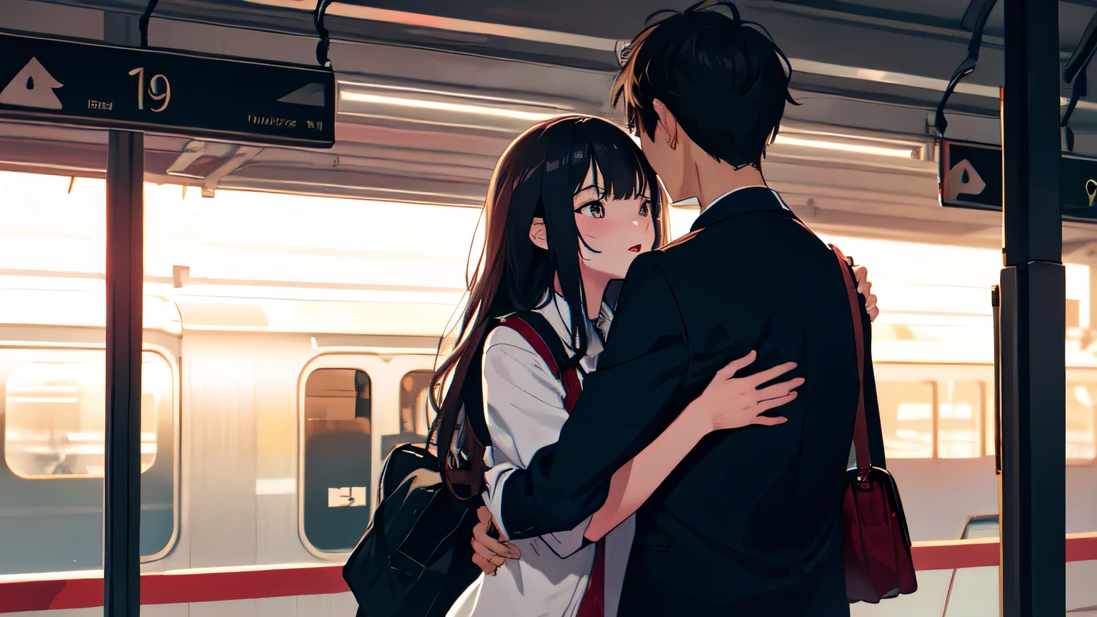 Couple D'anime Mignon En Train De Se Faire Un Câlin Les Sorties De