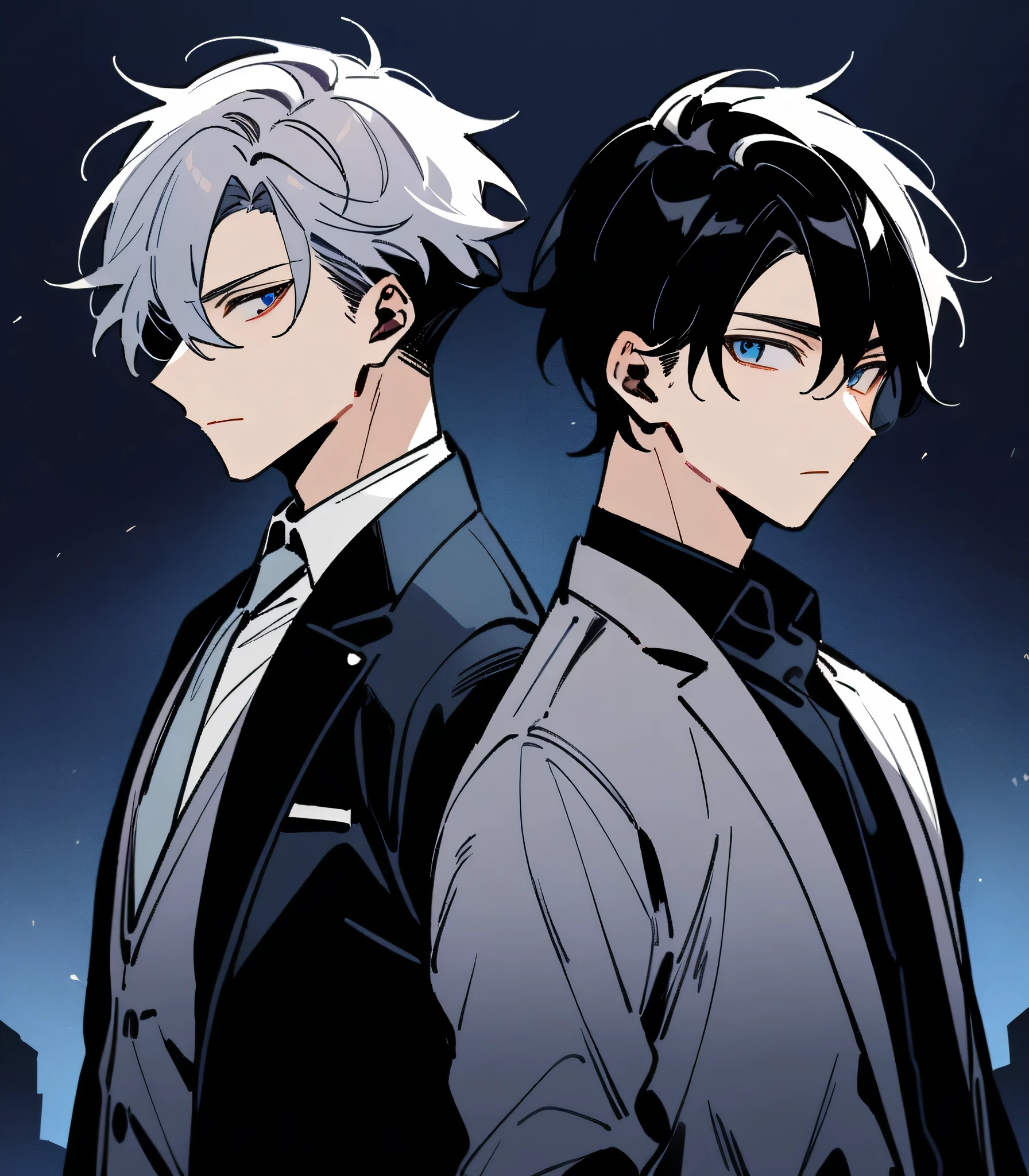 Two anime guys in suits standing next to each other - SeaArt AI