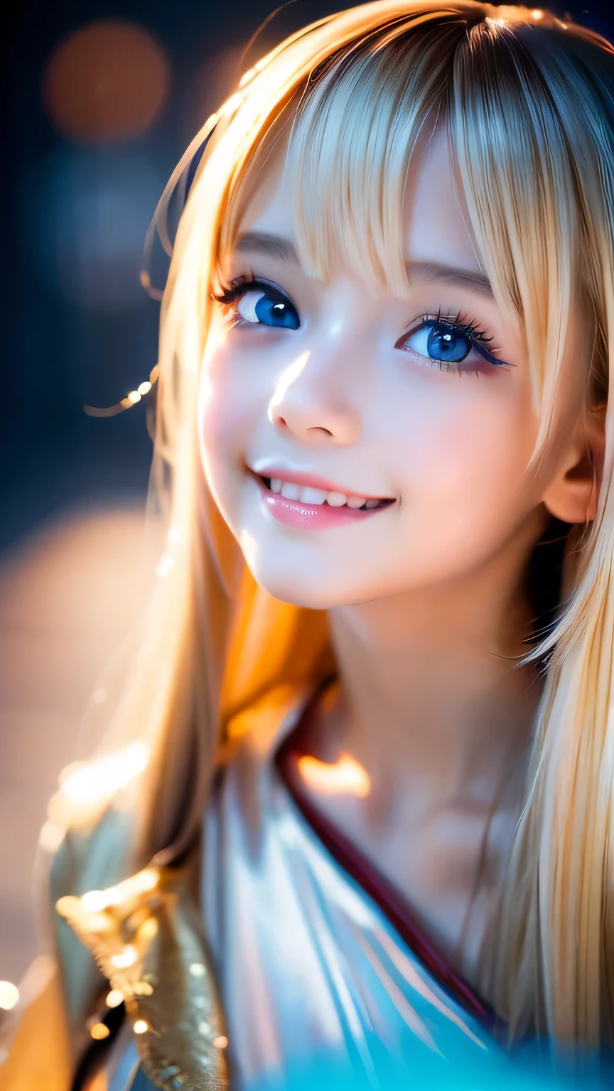 A close up of a woman with long blonde hair and blue eyes - SeaArt AI