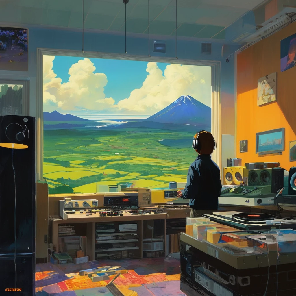 Record cover aphex twin, colors in the background are softer - SeaArt AI