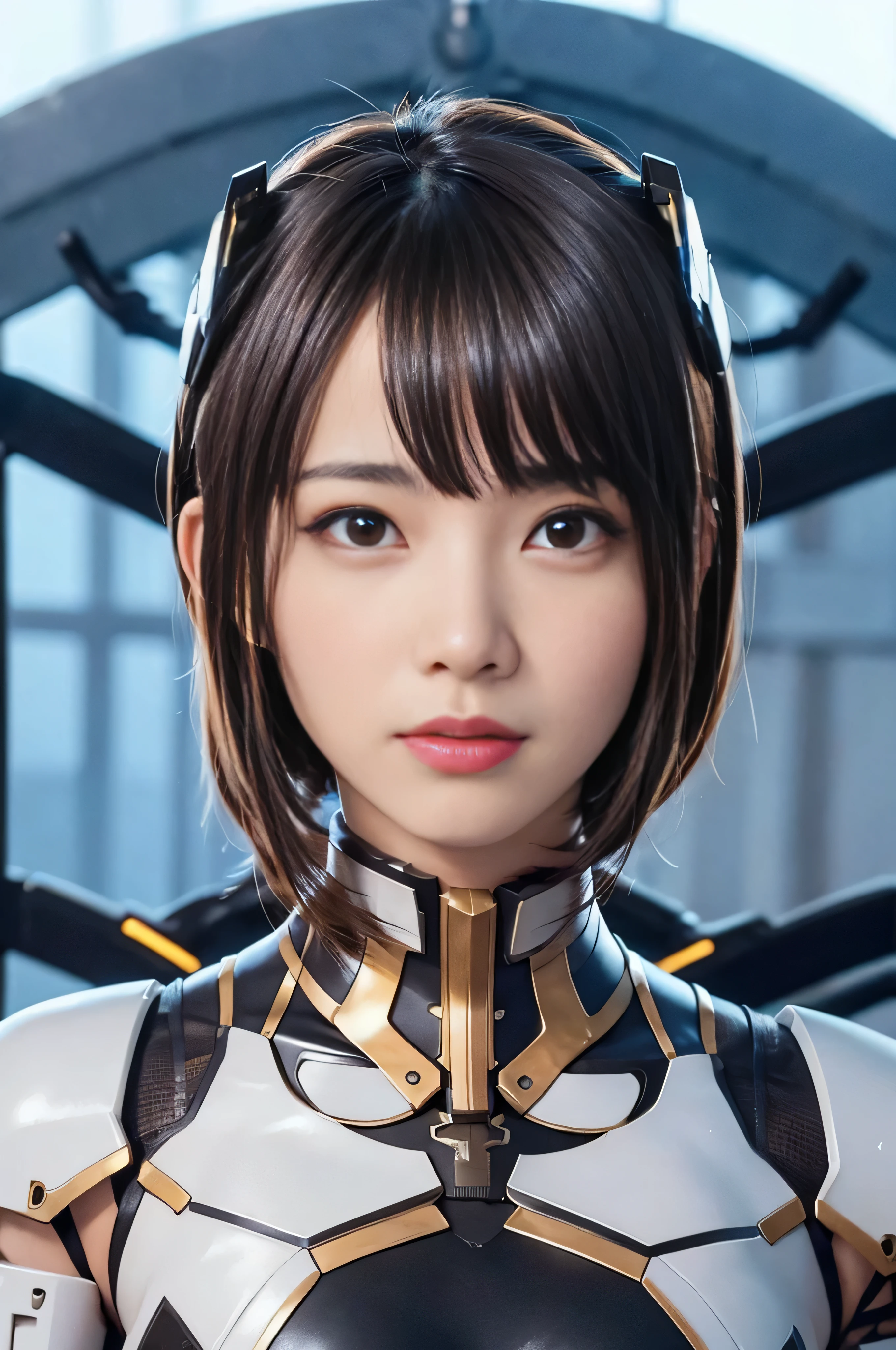 A close up of a woman in a futuristic suit posing for a picture - SeaArt AI