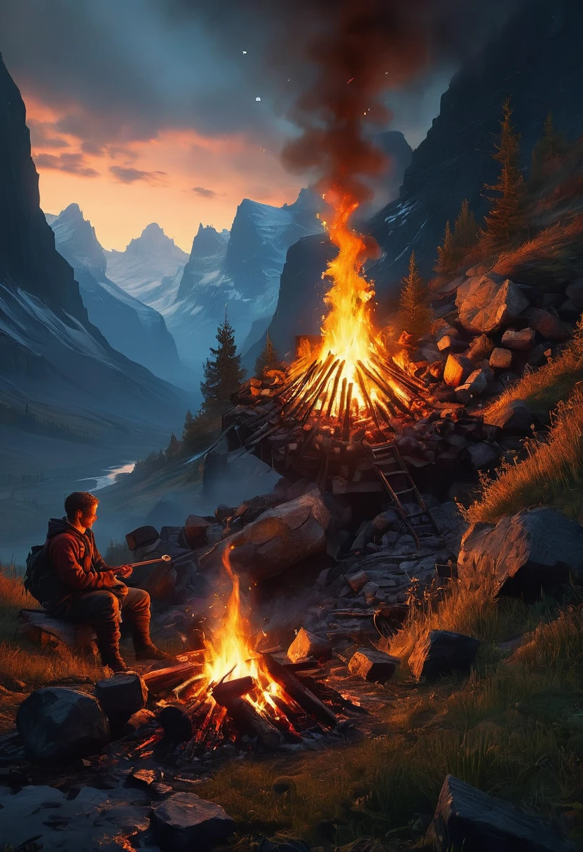 Campfire, by Max_Rive, best quality, masterpiece, very aesthetic ...