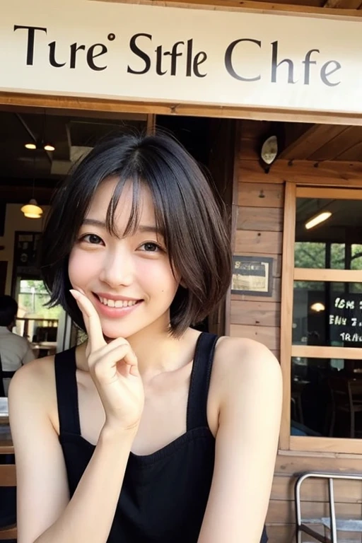 True Beauty、short hair、smile、Cafe、valley - SeaArt AI