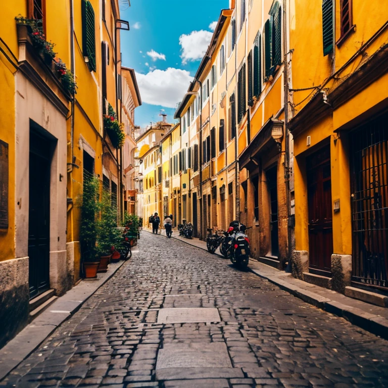 “On the Streets of Rome” Prompt: “A Roman street with cobblestone ...