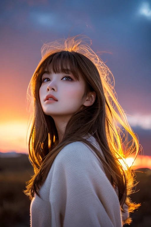 ((Hair blowing in the wind、No makeup:1.2))、(Realistic、Photorealistic ...