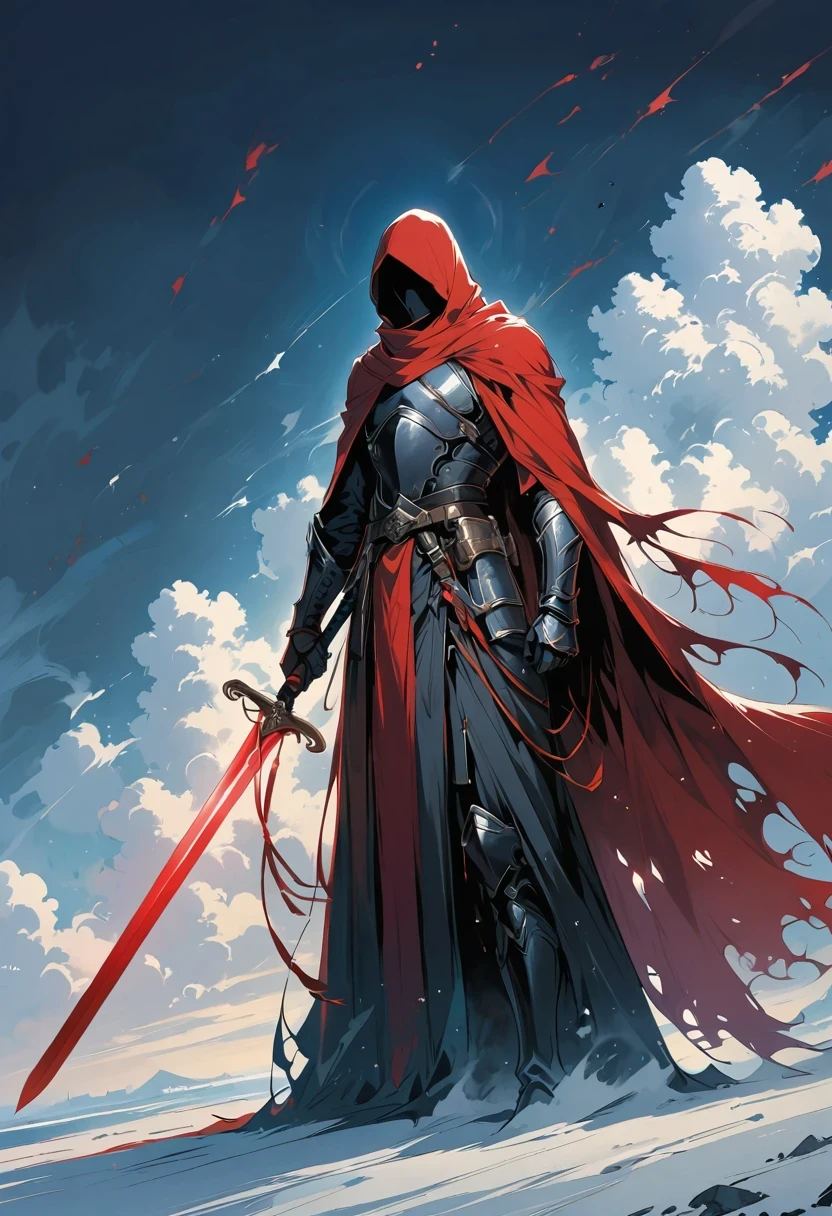 A man in a red cloak and a red cape holding a sword - SeaArt AI