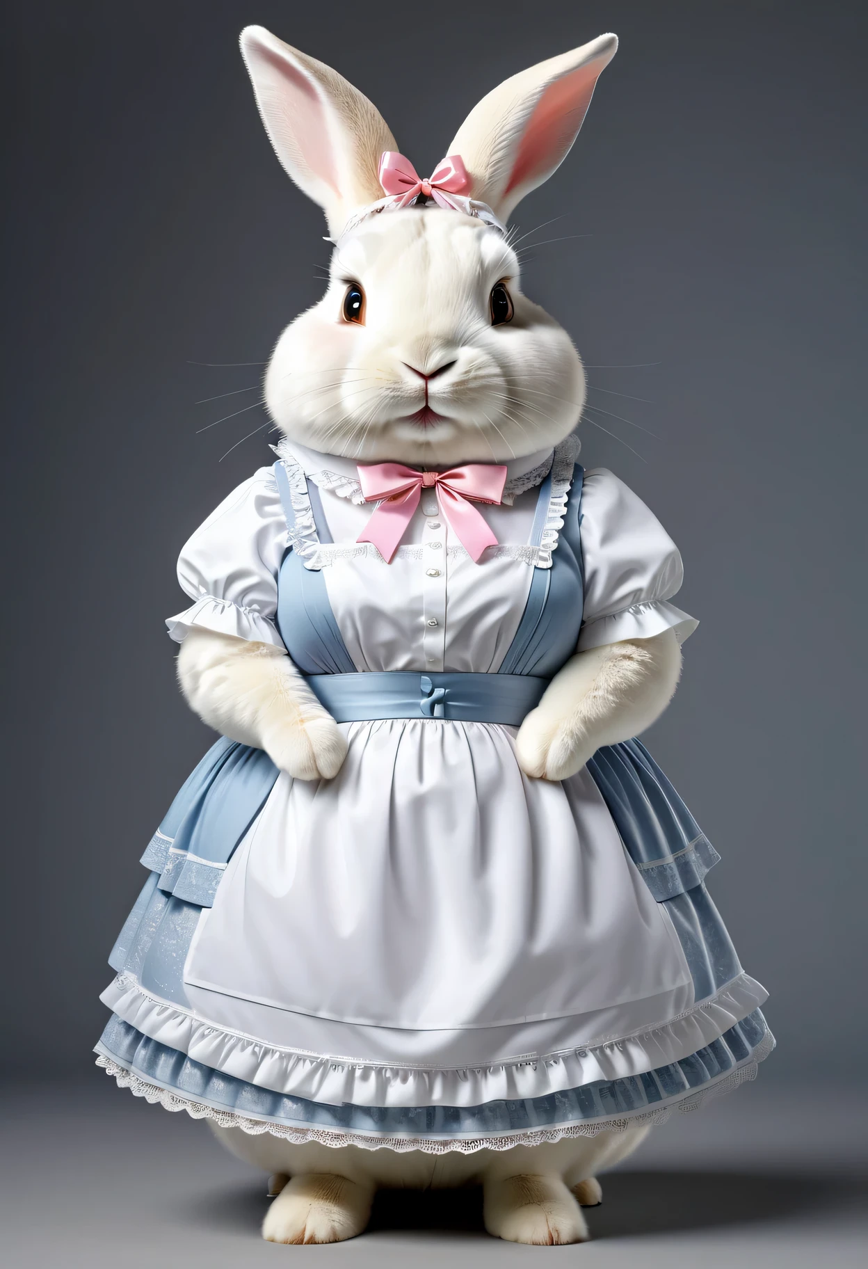 A close up of a stuffed rabbit dressed in a dress - SeaArt AI