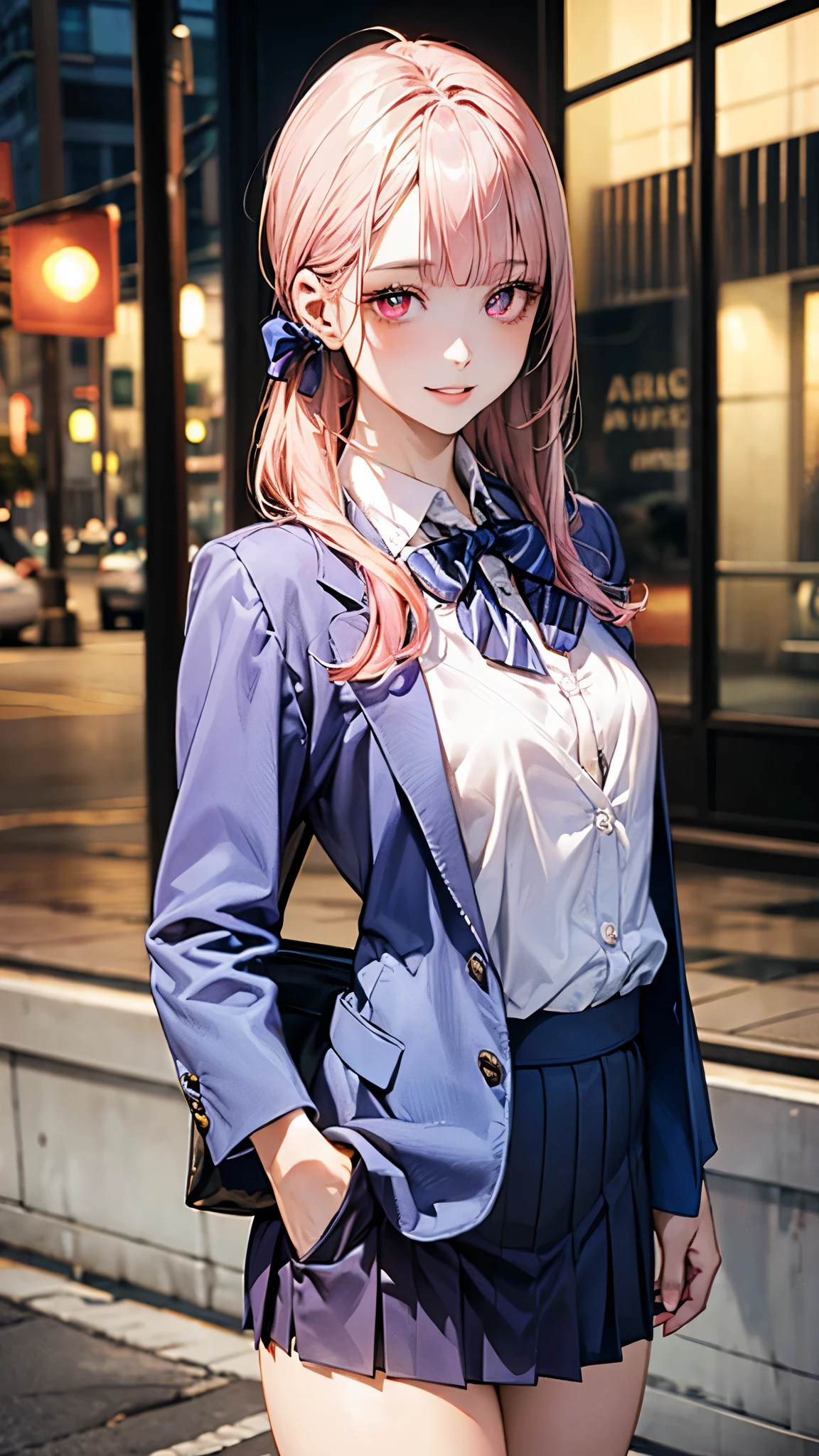 Anime - style girl in a school uniform posing for a picture - SeaArt AI
