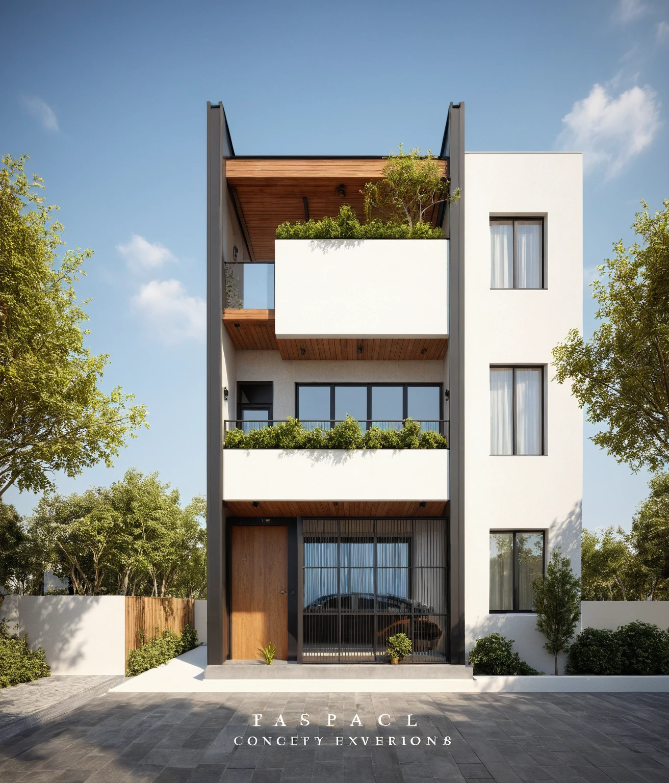 Townhouse, (modern style:1.2), exterior design, perspective view ...