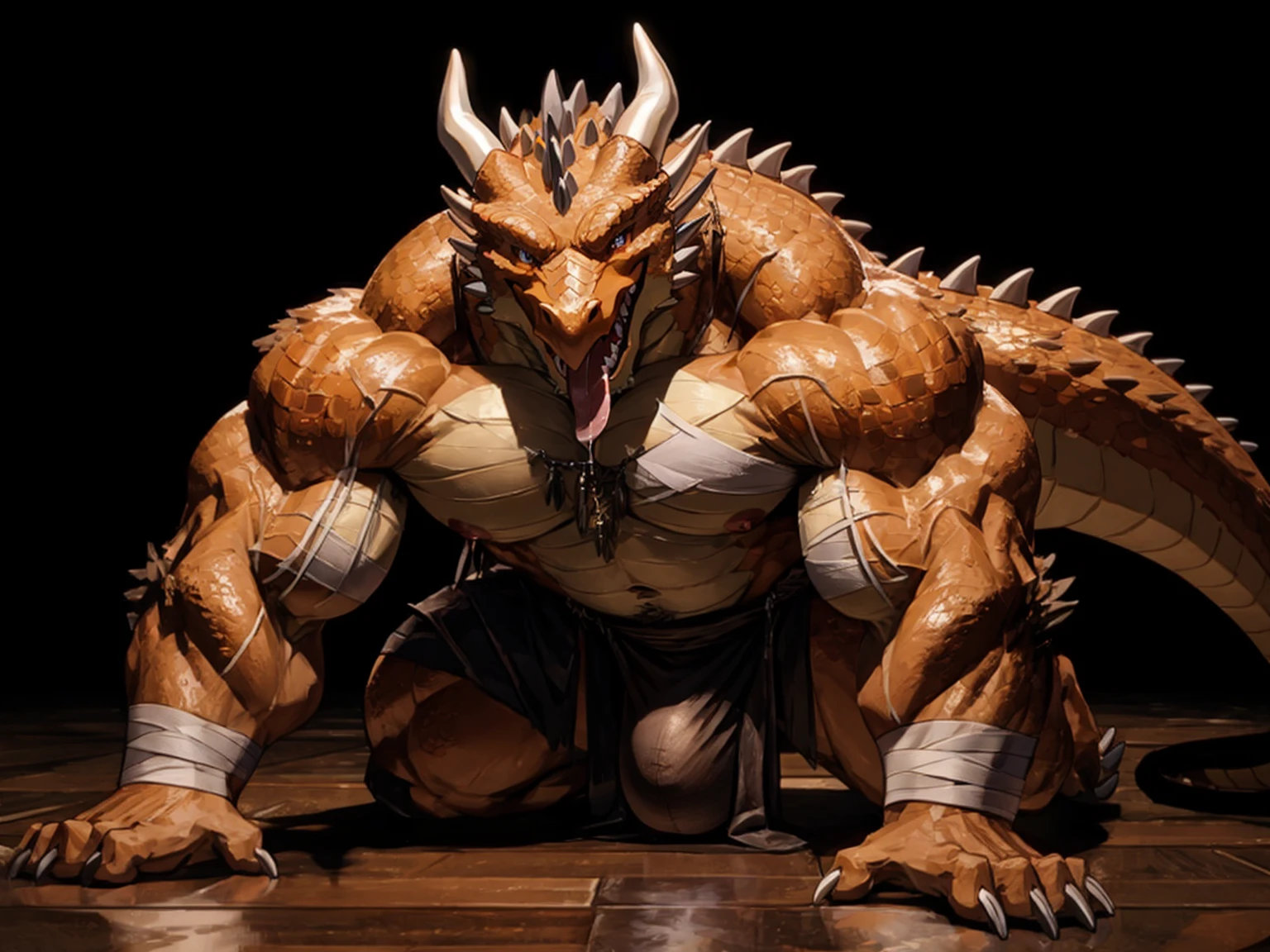 There is a statue of a dragon with spikes on its head - SeaArt AI